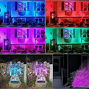 Solar Fountain Lights, RGB Spot Lights for Yard, Color Changing Pond Lights, IP68 Waterproof Underwater Spotlights Outdoor Landscape Lights for Halloween House Garden Pathway Tree Flag, 4 Lights