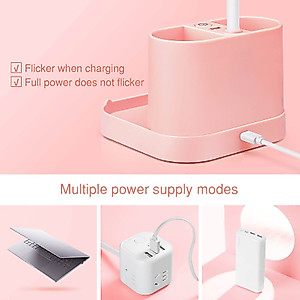 Mubarek Cute Desk Lamp Pink Lamp Cute Desk Accessories, 3 Modes 8W Dimmable Pink Desk Lamp+Organizers, Pink Desk Accessories Kawaii Desk Accessories, Cute Lamp Cute Desk Decor Cute Office Supplies