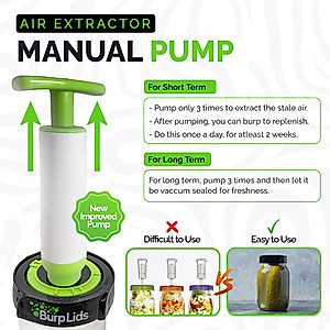 Burp Lids 14 Pack Curing Kit With NEW AUTO PUMP - Fits All Wide Mouth Mason Jar Containers - A Home Harvesting Essential. 14 lids + Electric Auto Pump. Vacuum sealed for successful cure