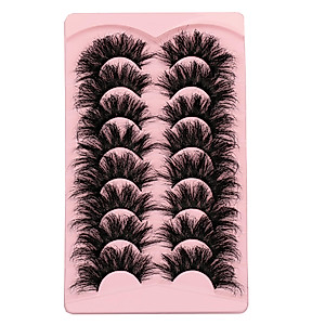 Gmagictobo 25MM Lashes Real Mink Lashes Fluffy False Eyelashes Dramatic 8D Mink Lashes Pack Long Thick Volume Soft Crossed Curls Fake Eye Lashes 8 Pairs