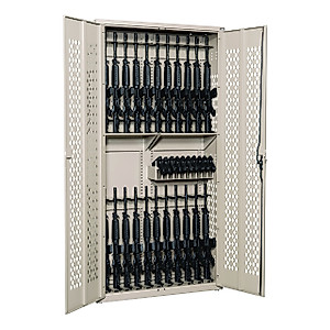 Datum Storage Argos Hinged Door Weapons Cabinet Holds 24 Rifles & 10 Pistols, 84", Battleship Grey