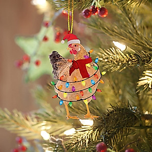QAZIUY Christmas Wood Hanging Ornaments Funny Hanging Ornaments Clearance Christmas Chicken Acrylic Decorations 2024 Scarf Chicken Christmas Decorations Pendant