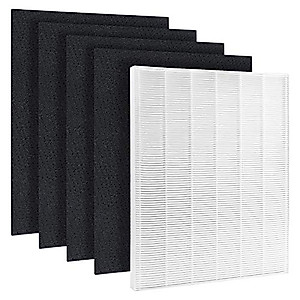 115115 HEPA Replacement Filter A for Winix PlasmaWave Filter C535,5300,5300-2,5500,6300,6300-2,5000,P300,AM90,C909,9800 Air Purifier,1 True HEPA Size 21 Filter + 4 Carbon Pre-Filters