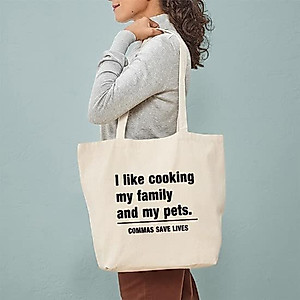 CafePress Commas Save Lives Tote Bag Natural Canvas Tote Bag, Reusable Shopping Bag