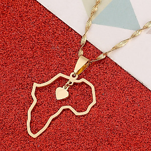 Africa Map Pendant Necklaces Heart African of Maps Jewelry Charms Heart Map