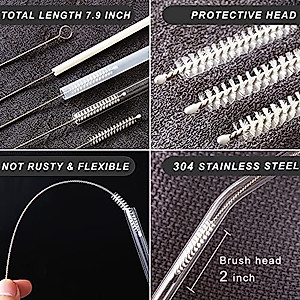 Bottle Cleaning Brush Set, Long Handle Silicone Cleaner Brushes + Thermos Lid Cup Brush + Drinking Straw Brush for Cleaning Baby Bottles, Narrow Neck Bottle, Sport Water Bottle,Tumbler,Glass Vase,3pcs