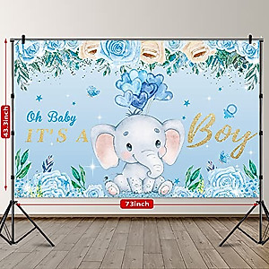Boy Baby Shower Backdrop Decorations Elephant Baby Shower Party Banner It's a Boy Baby Shower Banner Blue Baby Elephant Baby Shower Background Decorations for Boy Baby Shower Birthday
