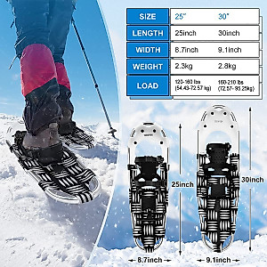 RESVIN 25/30 Inches Snow Shoes for Men Women Youth, Lightweight Aluminum Terrain Snowshoes with Special EVA Padded Ratchet Binding and Carrying Tote Bag