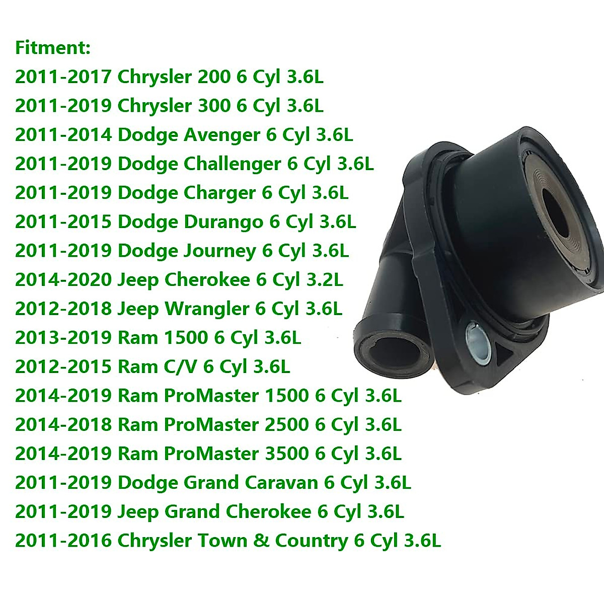 Positive Crankcase Ventilation PCV Valve Compatible with Chrysler 200 300 Town Country Dodge Challenger Charger Durango Grand Journey Jeep Grand Cherokee Wrangler Ram Replace 68083202AC 68083202AB
