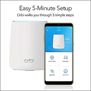 NETGEAR Orbi Tri-band Whole Home Mesh WiFi System with 2.2Gbps speed (RBK23) Router & Extender replacement covers up to 6,000 sq. ft., 3-pack includes 1 router & 2 satellites