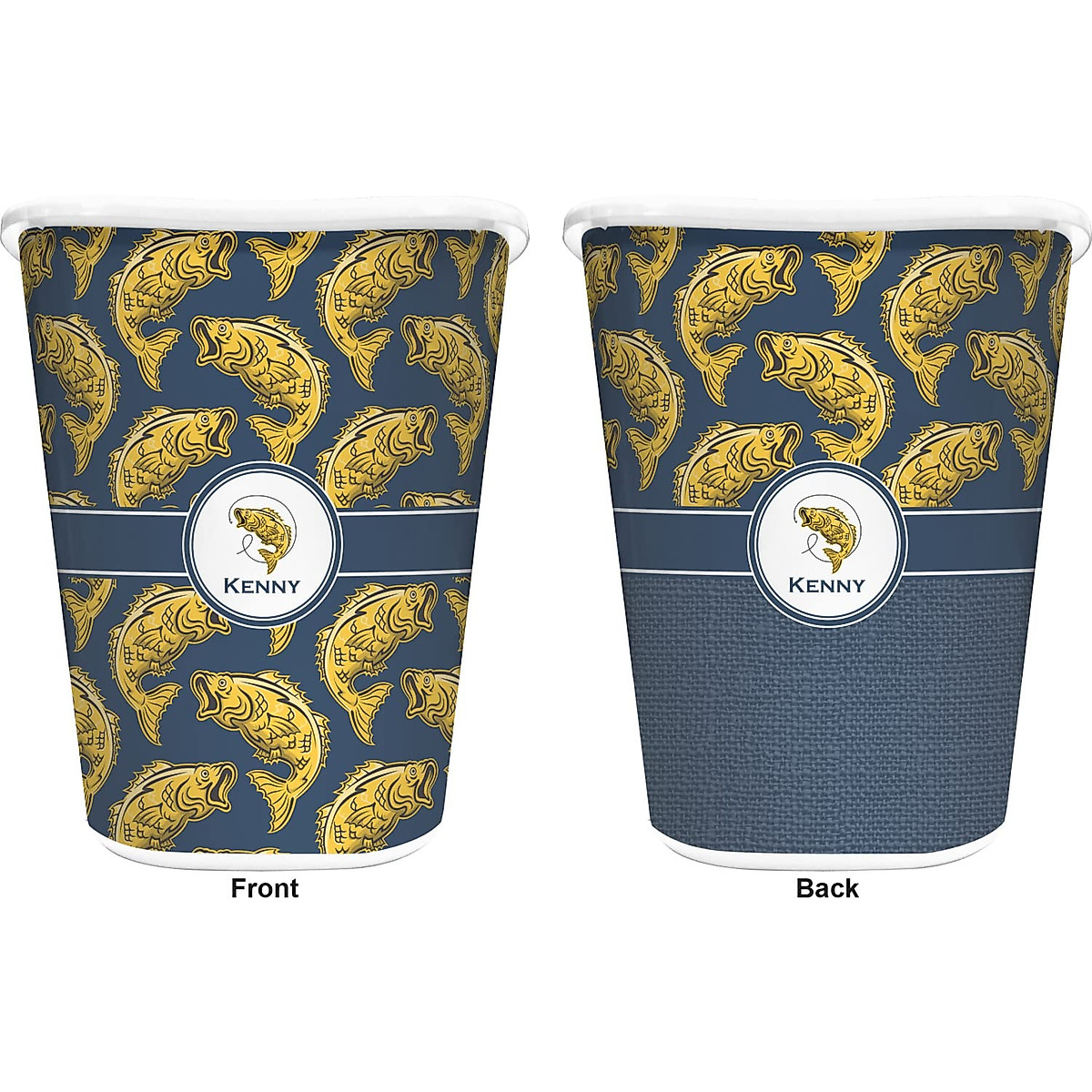 RNK Shops Personalized Fish Waste Basket - Single Sided (Black)