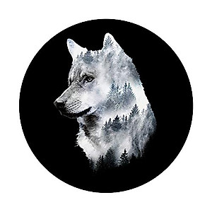 Double Exposure Wolf wolves lover gift artsy animal wildlife PopSockets PopGrip: Swappable Grip for Phones & Tablets