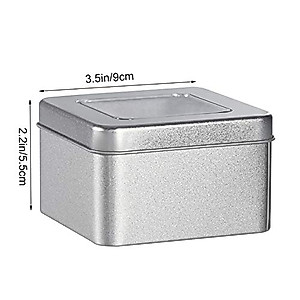 UPKOCH Clear Square Empty Tin 10PCS Metal Rectangular Empty Tins- Portable Box Containers Small Storage Kit& Home Organizer small tins with lids craft containers for Candies, Gifts- Square Tin