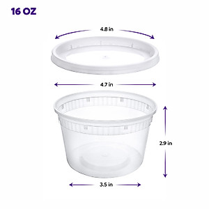 16 oz. Plastic Deli Food Storage Containers with Airtight Lids [48 Sets]