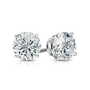 Diamond Wish IGI Certified 1 Carat Lab Grown Diamond Earrings for Women in 14k White Gold (E-F, VS1-VS2, 1.00 cttw) 4-Prong Setting Screw Back Studs