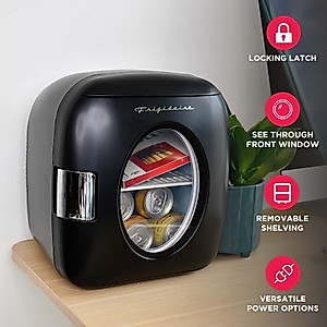 FRIGIDAIRE EFMIS462-BLACK 12 Can Retro Mini Portable Personal Fridge/Cooler for Home, Office or Dorm, Black