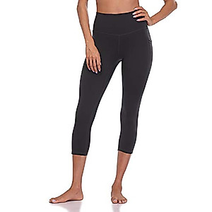 Colorfulkoala Women's High Waisted Yoga Capris 21" Inseam Leggings with Pockets (M, Charcoal Grey)