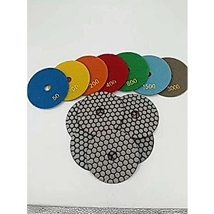 5" Diamond Wet Dry polishing pad 100 Pieces (Grit 50-400) for Stone Granite Marble Buffing Polish Work with Grinder Polisher
