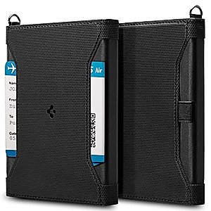 Spigen Passport Card Cover Holder Passport Wallet Travel Documents Organizer Protector Passport Holder Travel Accessories with RFID Blocking Technology SIM Card Pin Included - Black