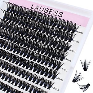Lash Clusters 14-18mm 240pcs 50D Individual Lashes D Curl Cluster Lashes Mixed Length Eyelash Clusters DIY Lash Extension Kit Cluster Eyelash Extensions (50D-0.07D, 14-18mm)
