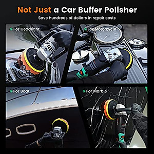 ETOOLAB Buffer Polisher with 23 pcs Necessities, [Car Beauty Designated] 7 inch/ 6 inch Car Rotary Polisher Waxer, 6 Variable Speed (3500RPM Max) Polishing Machine for Car, Boat Detailing