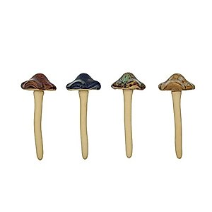 Djiale 4-Pack Ceramic Garden Mushrooms, Flower Decoration of 4.7 inches