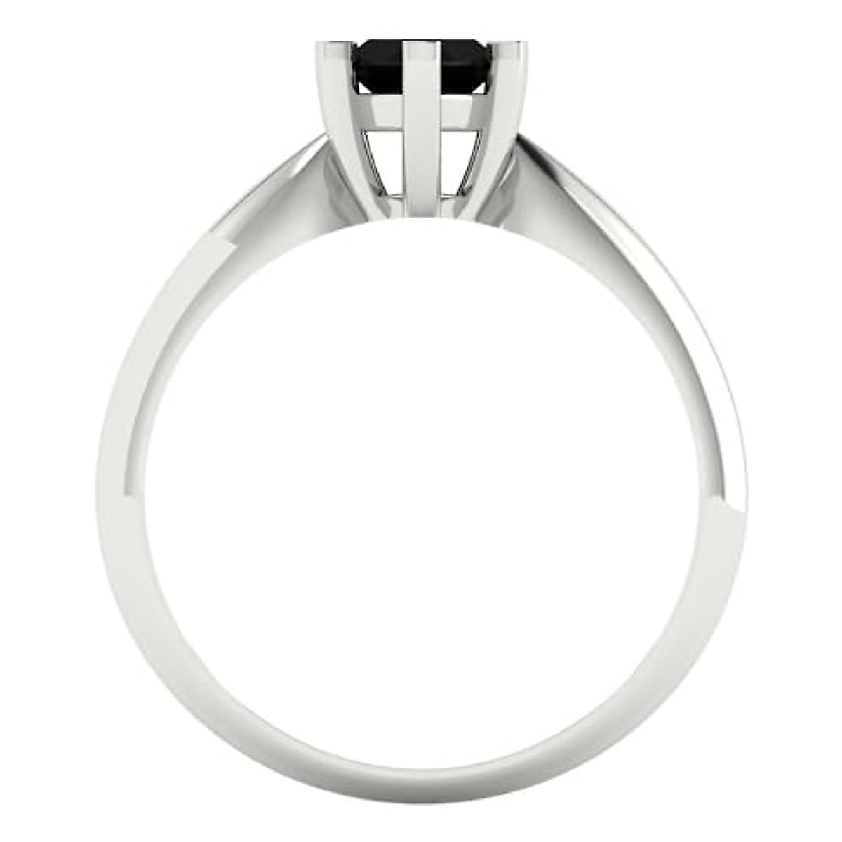 1.0 ct Marquise Cut Solitaire Natural Black Onyx Engagement Wedding Bridal Promise Anniversary Ring 18K White Gold Size 8.75