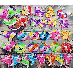 Roaqua 30 Packs Bulk Spider Ghost Pumpkin Bat Push Fidget Bubble Mini Pop Fidget,Small Halloween Party Favors Supplies and Classroom Student Prizes Gifts