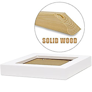 Picture Frames 4x4 White Nature Solid Wood 2 Pack for Wall Mount and Tabletop Display