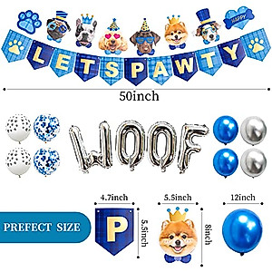 Dog Birthday Party Decorations, Dog Birthday Hat/Bandana/Bowtie/Balloon/Flag/Banner for Small Medium Large Dogs Pets, Doggie Boys/Girls Birthday Party Supplies Decorations