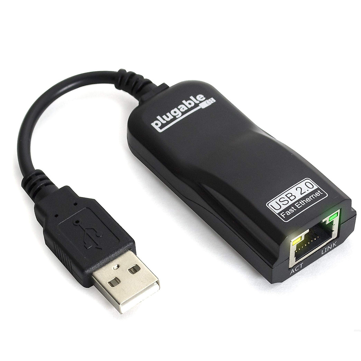 Plugable USB 2.0 to Ethernet Fast 10/100 LAN Wired Network Adapter - Driverless and Compatible with Chromebook, Windows, Linux