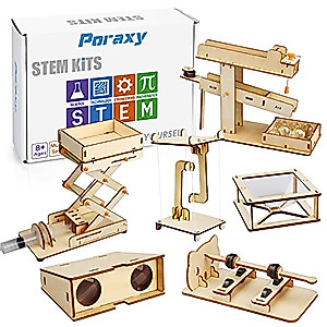 6 in 1 STEM Kits, Science Experiment STEM Projects for Kids Ages 8-12, Educational 3D Wooden Puzzle, DIY STEM Toys Building Kit, Gifts for Boys and Girls Ages 8 9 10 11 12 Years Old