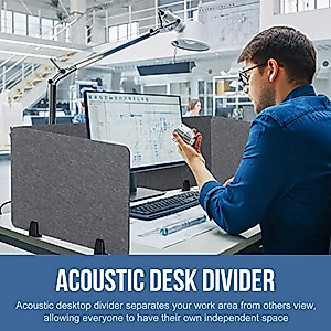 Yaomiao 3 Pcs Acoustic Desk Divider Soundproof Desk Privacy Panel Freestanding Desk Partitions Sound Absorbing for Students Office Reduce Noise Visual Distractions (47.3 x 16", 24 x 16", Dark Gray)