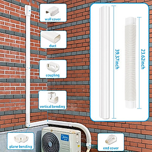 GUYAAC Mini Split Line Set Cover, Air Conditioner Decorative PVC Line Cover Kit, Suitable for Heat Pumps, 3-Inch W, 15Ft L