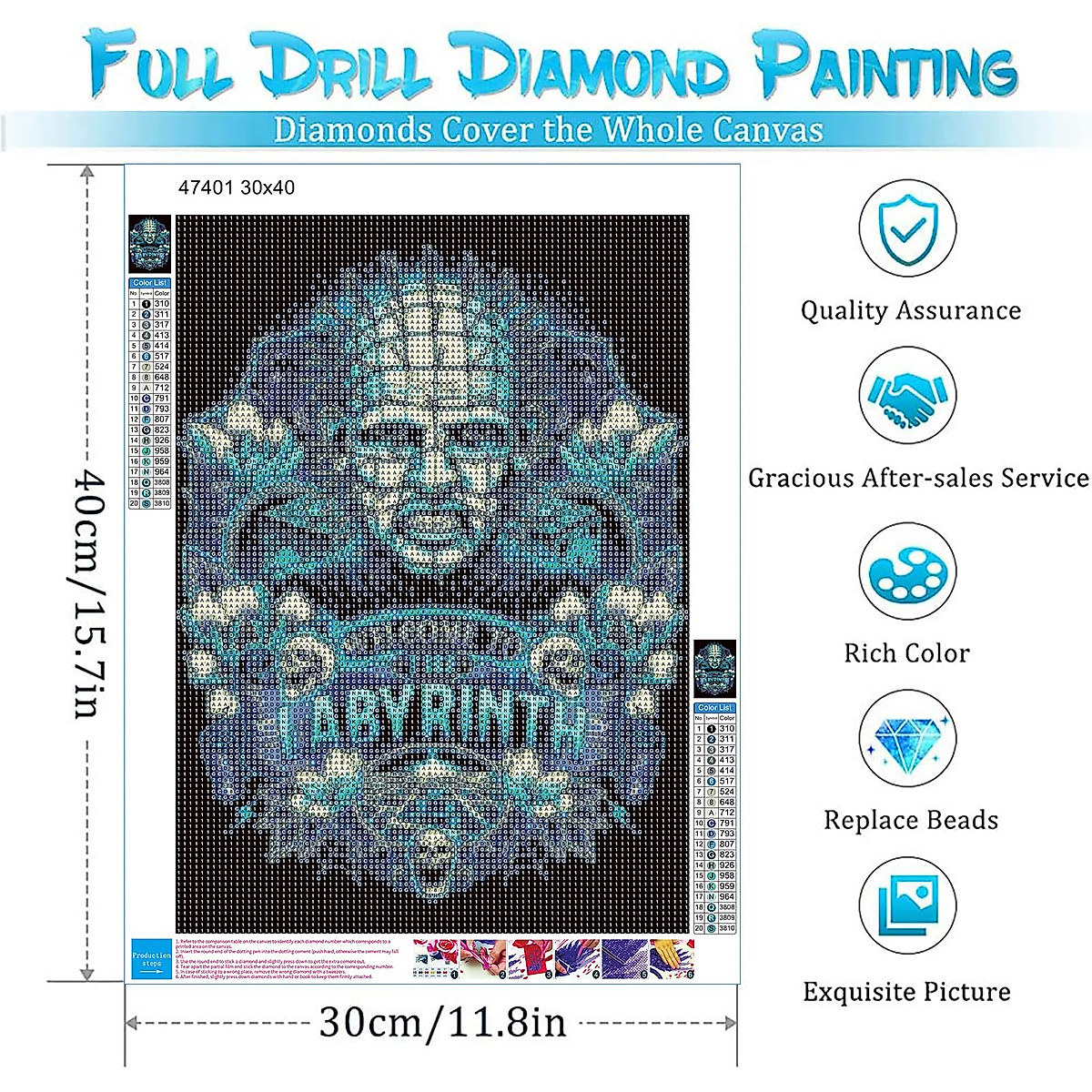 AOKLLA Diamond Painting Kits for Adults Clearance, 6 Pack Halloween Diamond Art Kits for Kids, DIY 5D Round Full Drill Crafts Diamond dots Home Wall Decor Gifts Horror Movie (12x16inch)