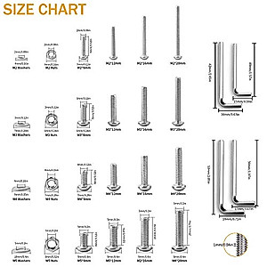 VIGRUE M5 M4 M3 M2 Metric Screws Bolts Nuts Washers Assortment Set with Allen Wrench 1080Pcs Hex Button Head Socket Cap Screws Stainless Steel, Small Bolts and Nuts Assortment Kit