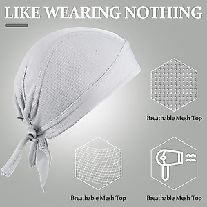 6 Pieces Do Rags Sweat Wicking Beanie Cooling Durags Skull Cap Motorcycle Head Wrap Bandana for Men Women (White, Blue, Grey, Red, Navy, Black)