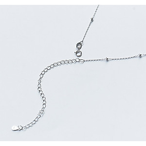 Amkaka Minimalist Sterling Silver Choker Necklace Thin Bead Ball Necklace (Silver)