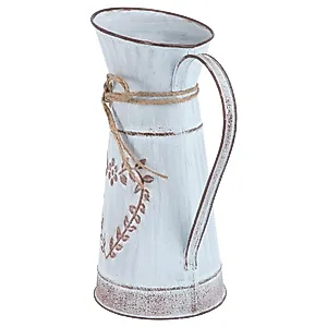 Heart Shaped Flower Arrangement White Planters Vintage Flowers Bucket Dried Flower Bouquet Flowers Decoration Farmhouse Decorative Pitcher Home Decor Rustic Pot Pot Galvanized Iron