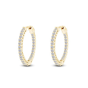 IGI Certified 1 Carat (Cttw) Round Lab Grown Diamond Inside Out Hoop Earrings In 10k Solid Yellow Gold 1 CT