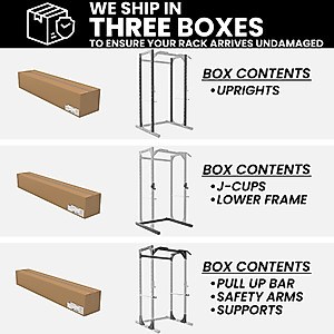 Synergee 2200 Series 81" by 44.5" Power Rack Cage with J-Cups, Safety Arms, Pull Up Bar.