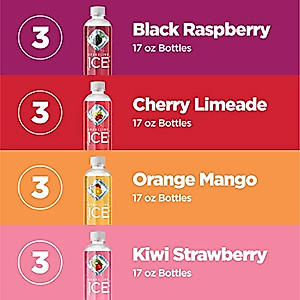 Sparkling Ice Purple Variety Pack, Flavored Sparkling Water, Zero Sugar, with Vitamins and Antioxidants, 17 fl oz, 12 count (Black Raspberry, Cherry Limeade, Orange Mango, Kiwi Strawberry)