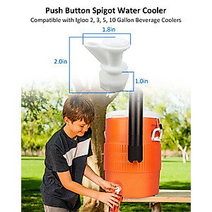 Push Button Spigot Water Cooler Faucet Replacement Fit for gloo 2, 3, 5, 10 Gallon Beverage Coolers White Plastic Faucet BPA-Free Dispenser Tap Set Reusable Spigot Spout Water 10Set
