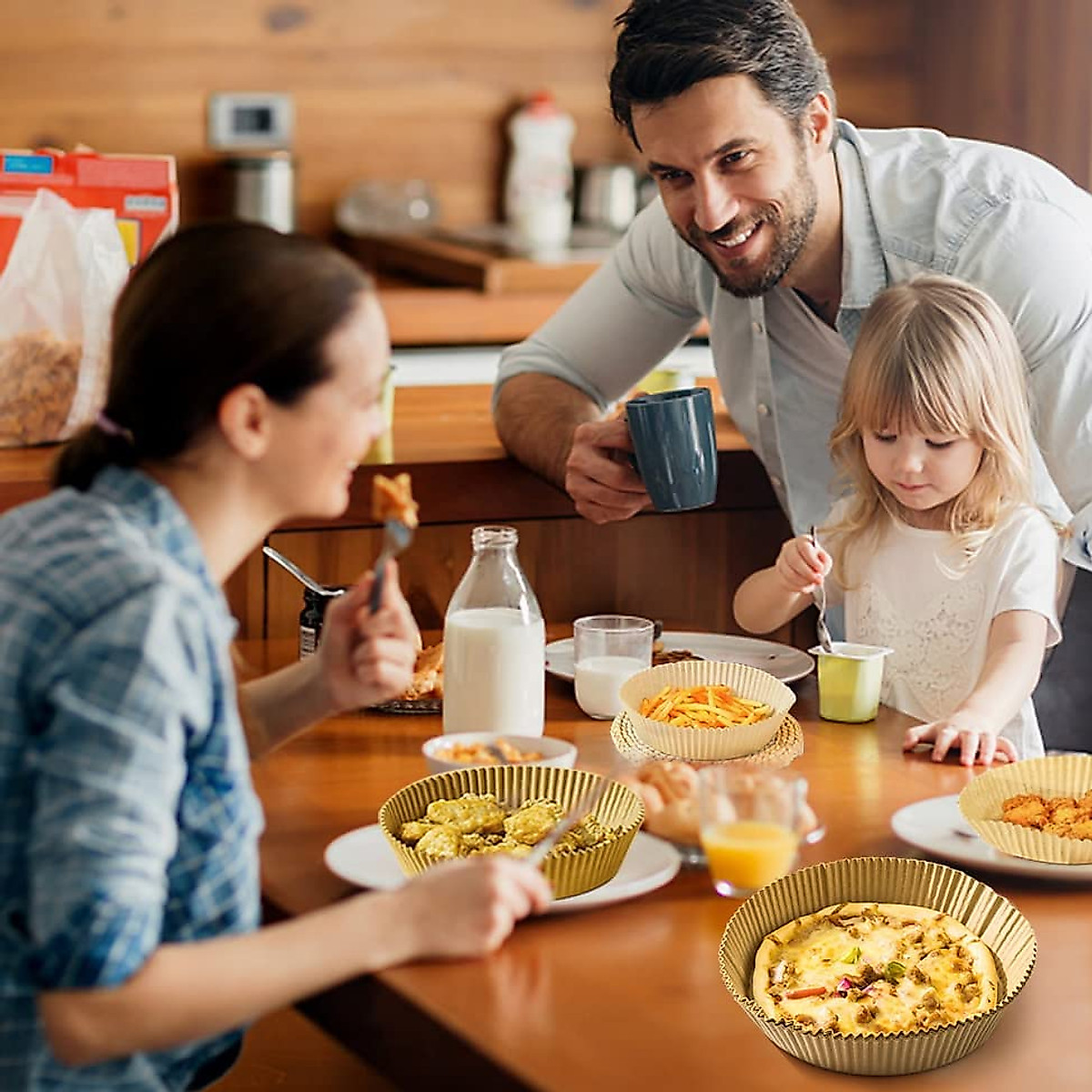 FINECE Air Fryer Liners Round, 100PCS for 2 to 5 Qt Air Fryer Disposable Paper Liner, 6.3 inch Unbleached Non-stick Oil-proof Parchment Paper