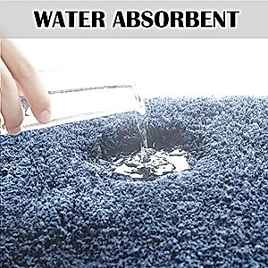 Suchtale Bathroom Rug Non Slip Bath Mat for Bathroom (16 x 24, Blue) Water Absorbent Soft Microfiber Shaggy Bathroom Mat Machine Washable Bath Rug for Bathroom Thick Plush Rugs for Shower
