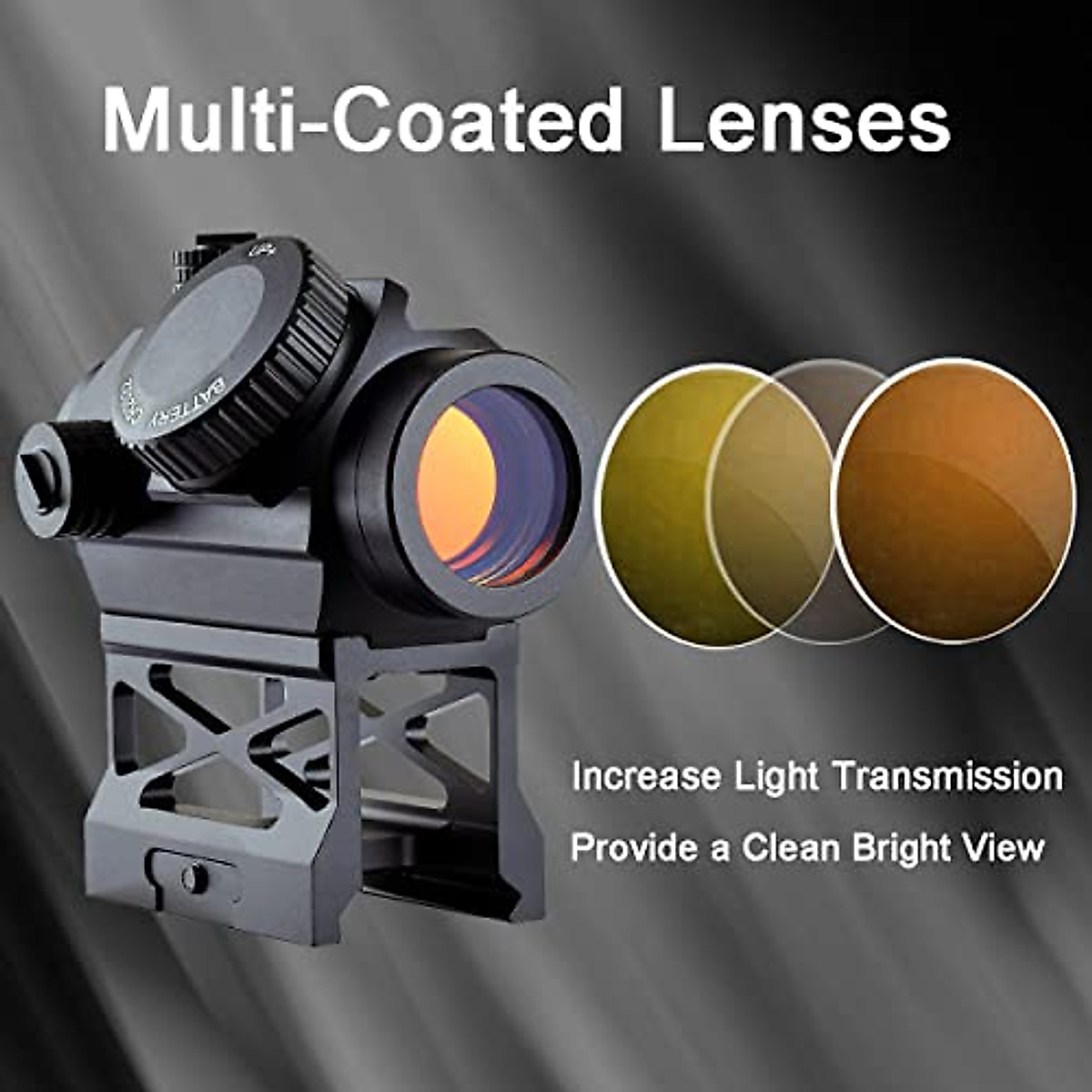 CTOPTIC Red Dot Sight 1x20mm Compact Red Dot Optics with Low Profile and Absolute Co-Witness Mount Lens Covers Powered Auto On & Off