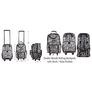 New York XPress Double Handle Rolling Backpack with Mesh/Multi-Pockets (Red)