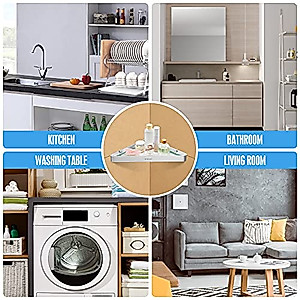 Wildpark Glass Shower Shelf, Corner Shower Caddy, Wall Mounted Bathroom Storage Organizer,No Drilling Need with Adhesive for Bathroom,Kitchen, Toilet and Dorm, 2-Pack (2 Pack)