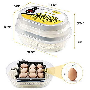 Magicfly Mini Egg Incubators for Hatching Eggs, with Automatic Egg Turning, 9-12 Eggs Hatching Incubator for Chickens, Ducks, Goose, Birds