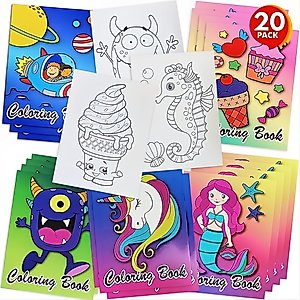 ArtCreativity Assorted Mini Coloring Books - Bulk Pack of 20 Small Color Booklets in 5 Designs - Perfect Party Favors - Educational Art Gifts for Toddlers, Boys and Girls Ages 2-4, 4-8
